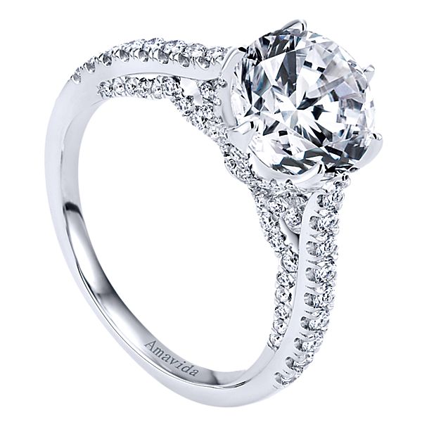 ER11640R6W83JJ 18k White Gold Round Straight Diamond Engagement Ring ...